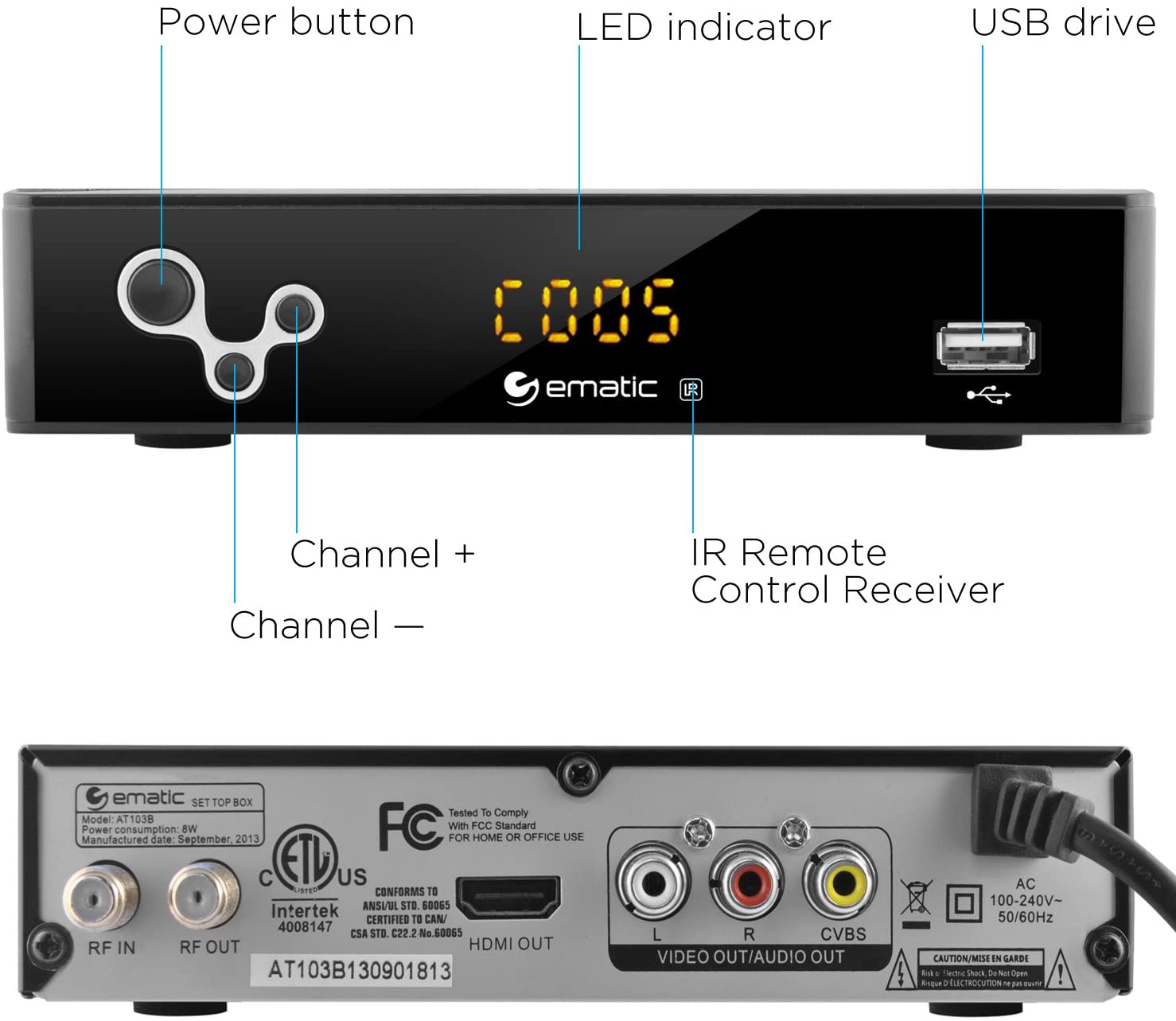 Digital Converter, Ematic Digital TV Converter Box con reproducción de ...